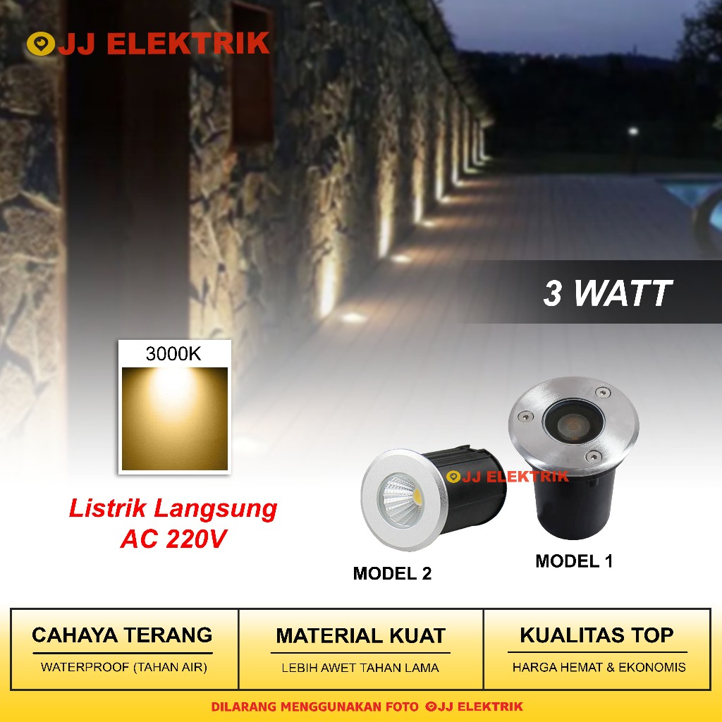 Jual Lampu Lantai LED Tanam 3 Watt 3W Outdoor Waterproof | Shopee Indonesia