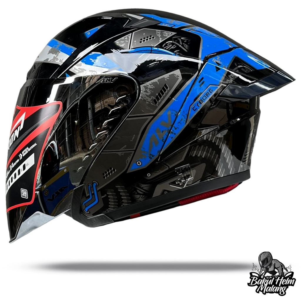 Jual Helm ALV ULTRON PRO MOTIF CYBORG KACA VISOR SILVER | Helm Half ...