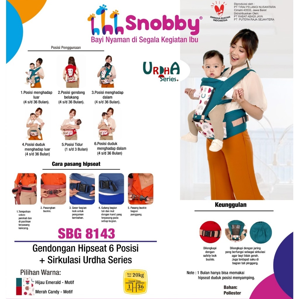 Jual Snobby Gendongan Bayi Hipseat 6 Posisi Urdha Series - SBG 8143 / Snobby Gendongan Hipseat ...