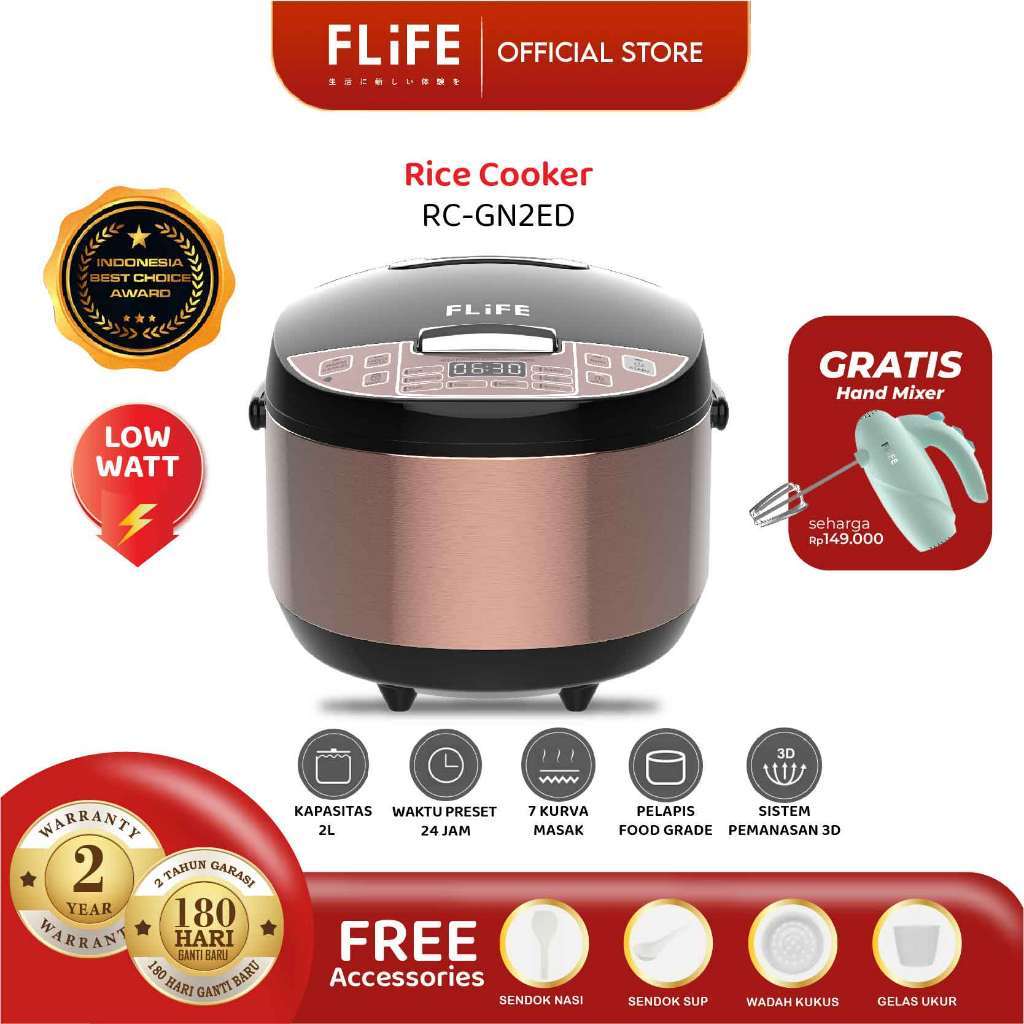 Jual FLIFE RC GN2ED Rice Cooker Digital Low Watt Multifungsi Anti ...