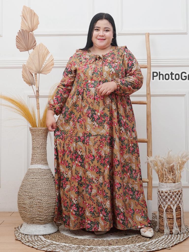 Jual MIDI DRESS RAYON PREMIUM JUMBO BUSUI LD 130 MUAT BB 100KG GAMIS JUMBO RAYON PREMIUM MOTIF ...