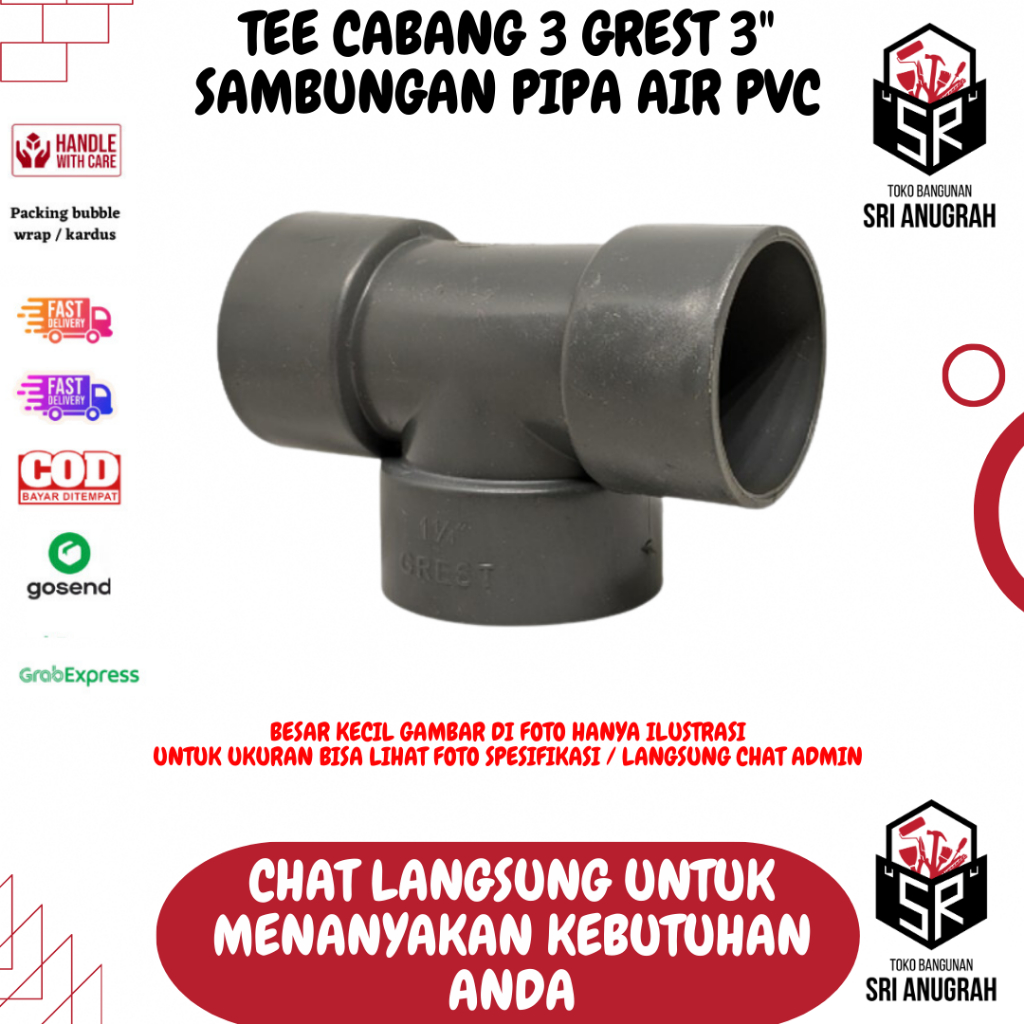 Jual Tee Cabang 3 Grest 3" Sambungan Pipa Air Pvc | Shopee Indonesia