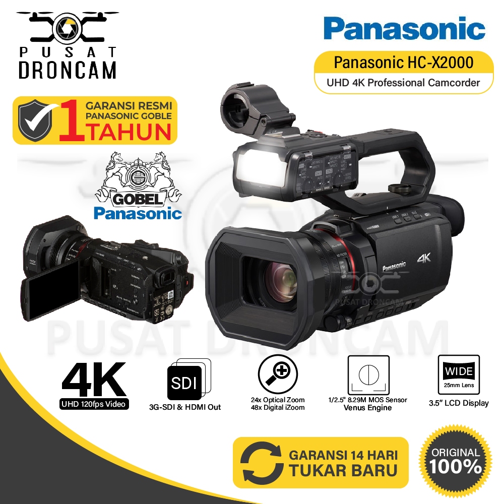 Jual Panasonic HC-X2000 UHD 4K Professional Camcorder HCX2000 Original ...