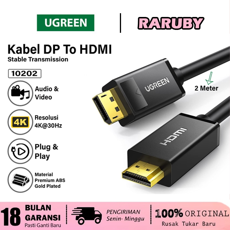 Jual UGREEN Kabel Sambungan DP Male To HDMI Male 4K HD Video Cable ... Jual UGREEN Kabel Sambungan DP Male To HDMI Male 4K HD Video Cable ...