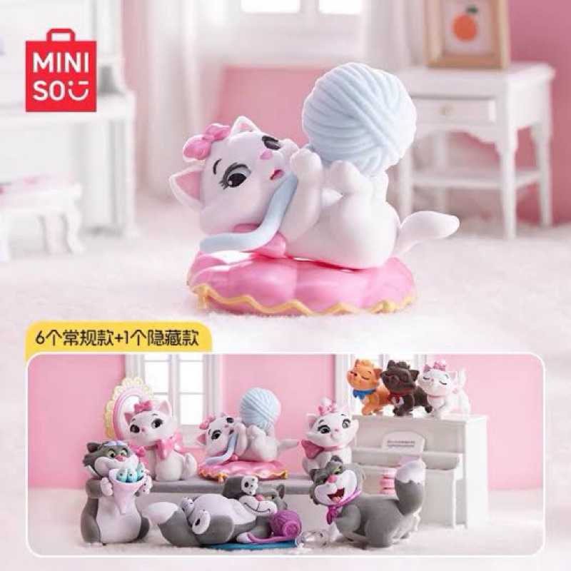Jual MINISO Disney Fluffy Cat Blind Box Marie and Lucifer | Shopee ...