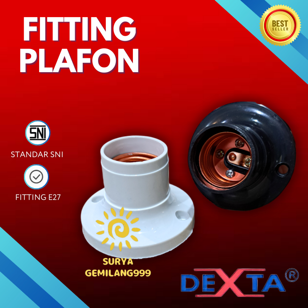 Jual DEXTA FITTING FITING LAMPU PLAFON BULAT HITAM E27 DX-211L TEMPEL ...