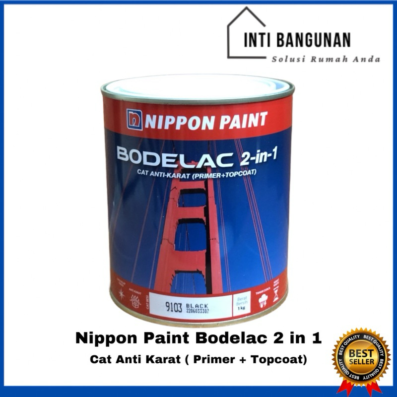 Jual Cat Bodelac 2 in 1 Nippon Paint Pelapis Anti Karat Black Glossy ...