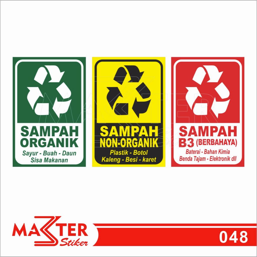 Jual 048 - Stiker Tempat Sampah Organik, Non Organik, dan Sampah B3 ...
