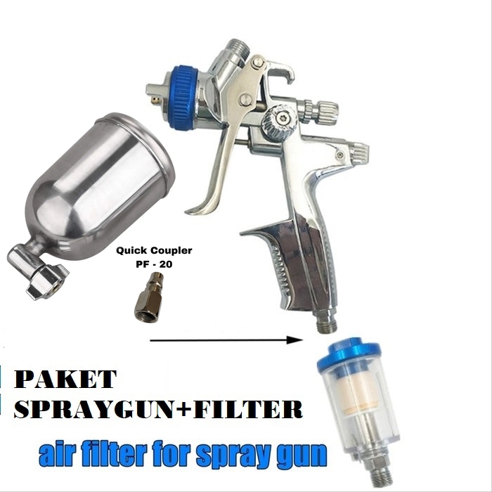 Jual PAKET Spray Gun + air filter spray gun / semprotan cat KOMPRESOR ...