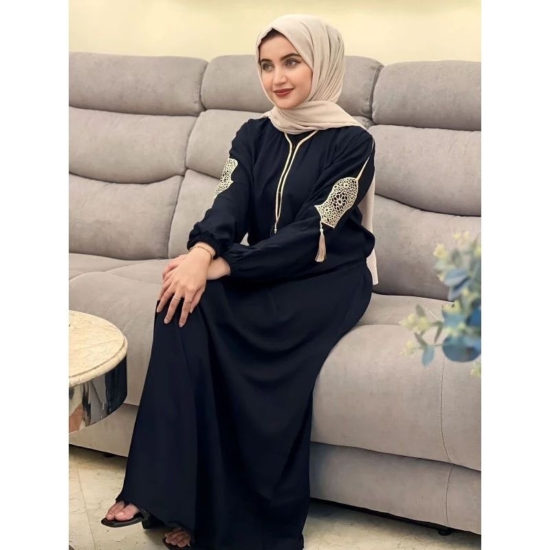 Jual Abaya Hitam Dubai Bordir Syar'i Gamis Hitam Busui Terompah Tasle ...