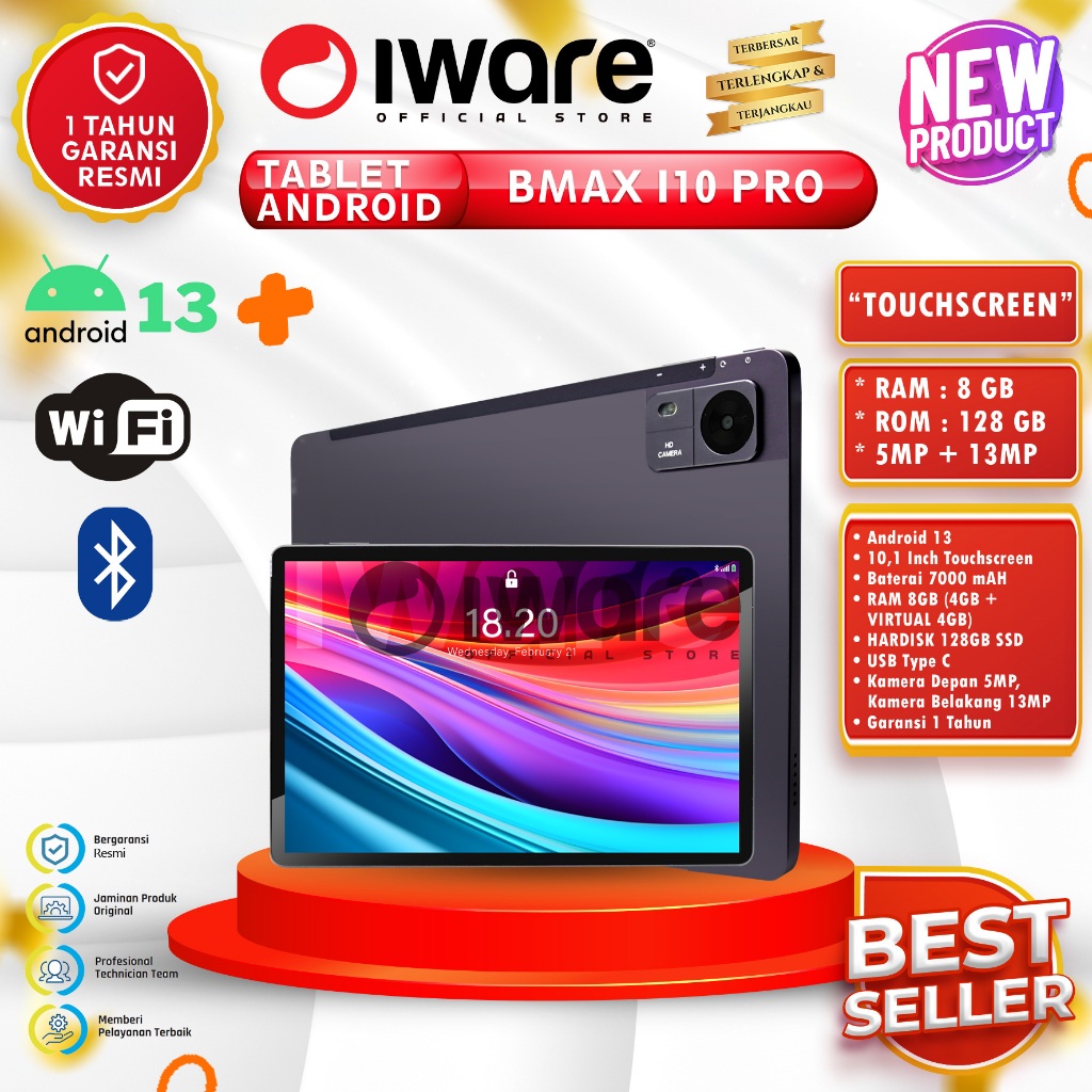 Jual Iware Bmax Tablet Maxpad I10 Pro 8/128GB 10" Android 13 Type C ...