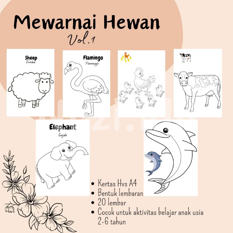 Jual Lembar Belajar Worksheet Mewarnai Anak Usia 2 3 4 5 6 Buah Sayur ...