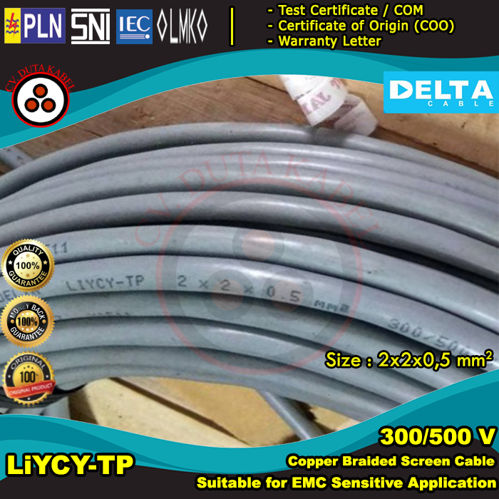 Jual Kabel LiYCY-TP 2x2x0,5 mm2 500V DELTA /2x2x0.5 mm2 mm Grey ...