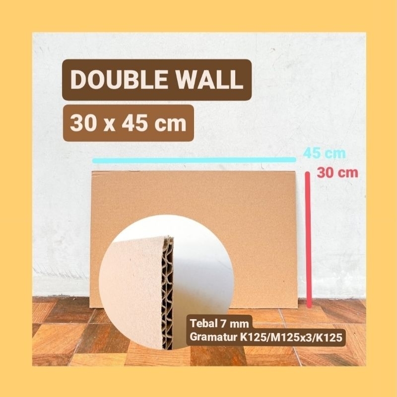 Jual kardus lembaran double wall 30 x 45 cm, tebal 7mm, karton sheet ...