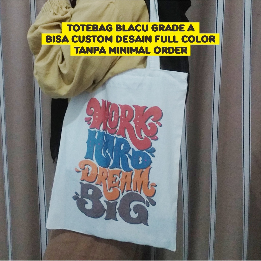 Jual TAS TOTEBAG BLACU GRADE A BISA CUSTOM DESAIN UKURAN 25x30cm ...