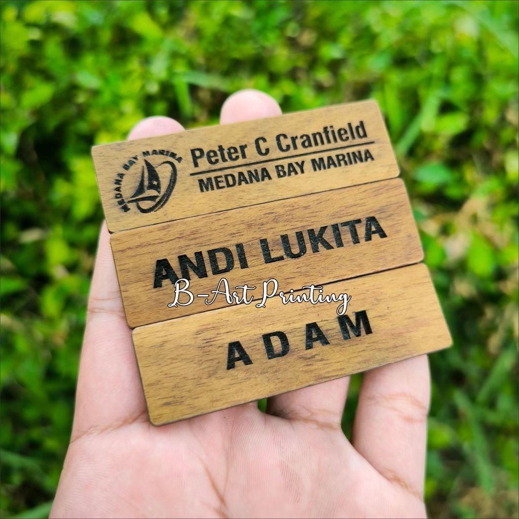 Jual Name tag Wood Name Tag Kayu Pinus dan Kayu Jati Name Tag Magnet ...