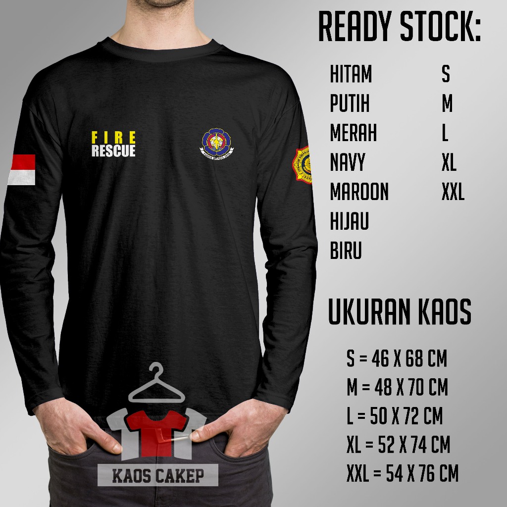 Jual Kaos Fire Rescue Pemadam Kebakaran Logo Lengan Panjang Baju Distro ...