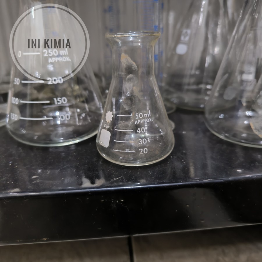 Jual Labu Erlenmeyer | Erlenmeyer Flask | Conical Glass Pyrex 50 mL ...