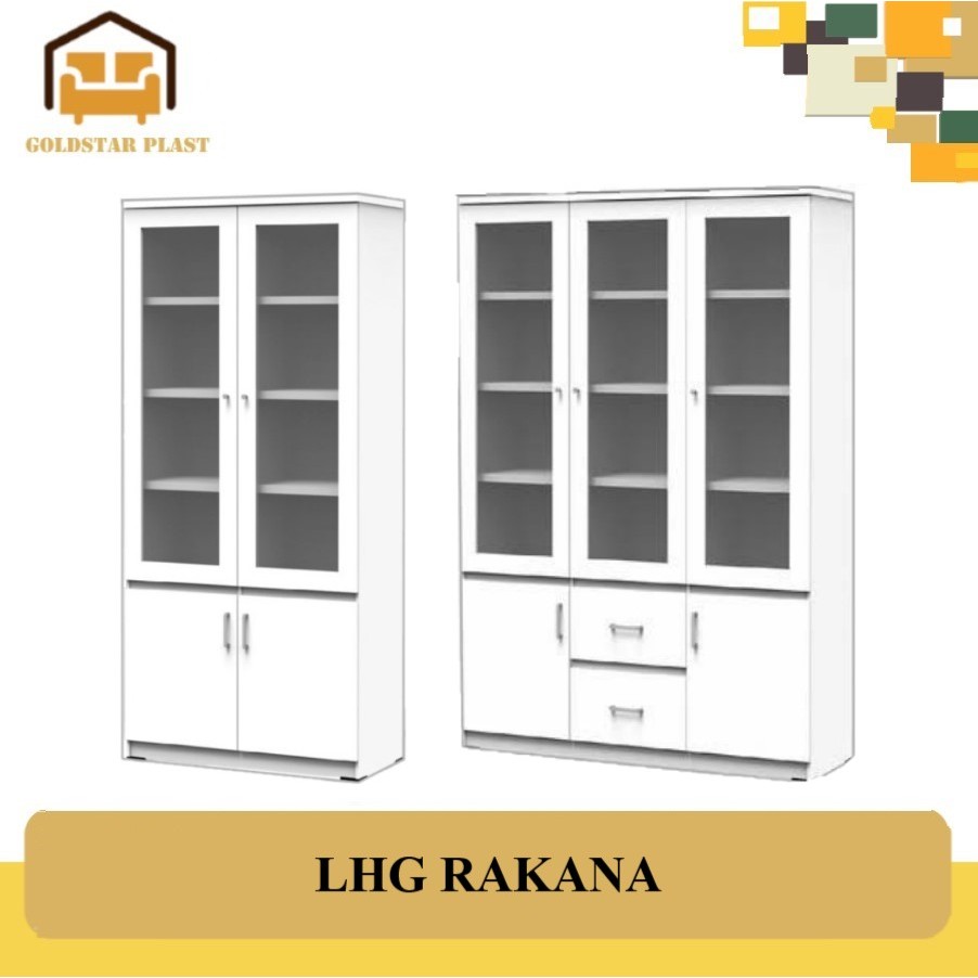 Jual Rak Buku/Lemari Hias Kaca/Lemari Pajangan 2/3 Pintu/LHG RAKANA ...