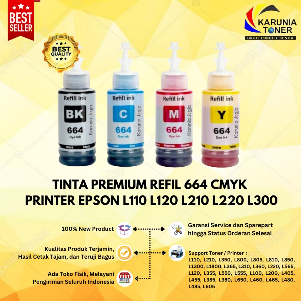 Jual Tinta 664 Premium Ink Refill Printer Epson L120 L200 L310 L360 ...