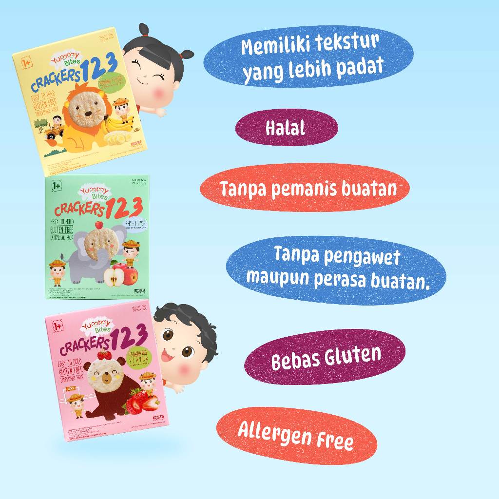 Jual Yummy Bites Rice Crackers 123/ 50 GR/ Snack Baby/ Cemilan bayi ...