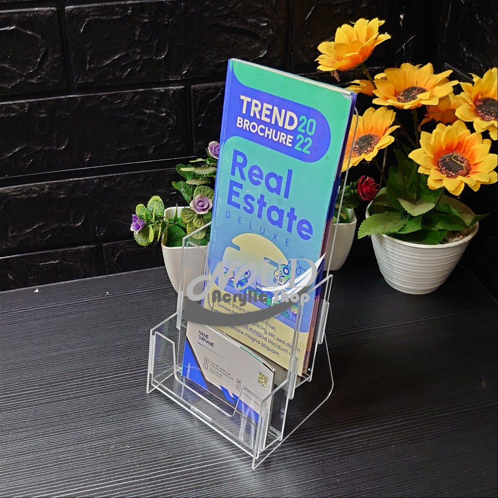 Jual Tempat brosur Akrilik Acrylic standing leaflet dengan tempat kartu ...