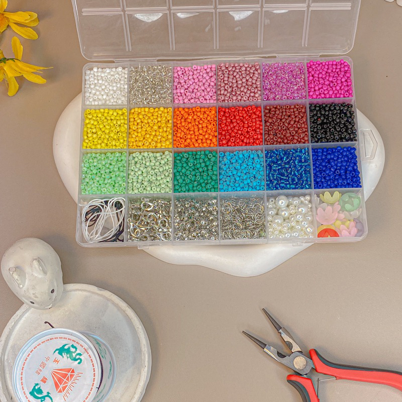 Jual Set Manik Manik DIY Lengkap Aesthetic Gelang Cincin Kalung / DIY ...