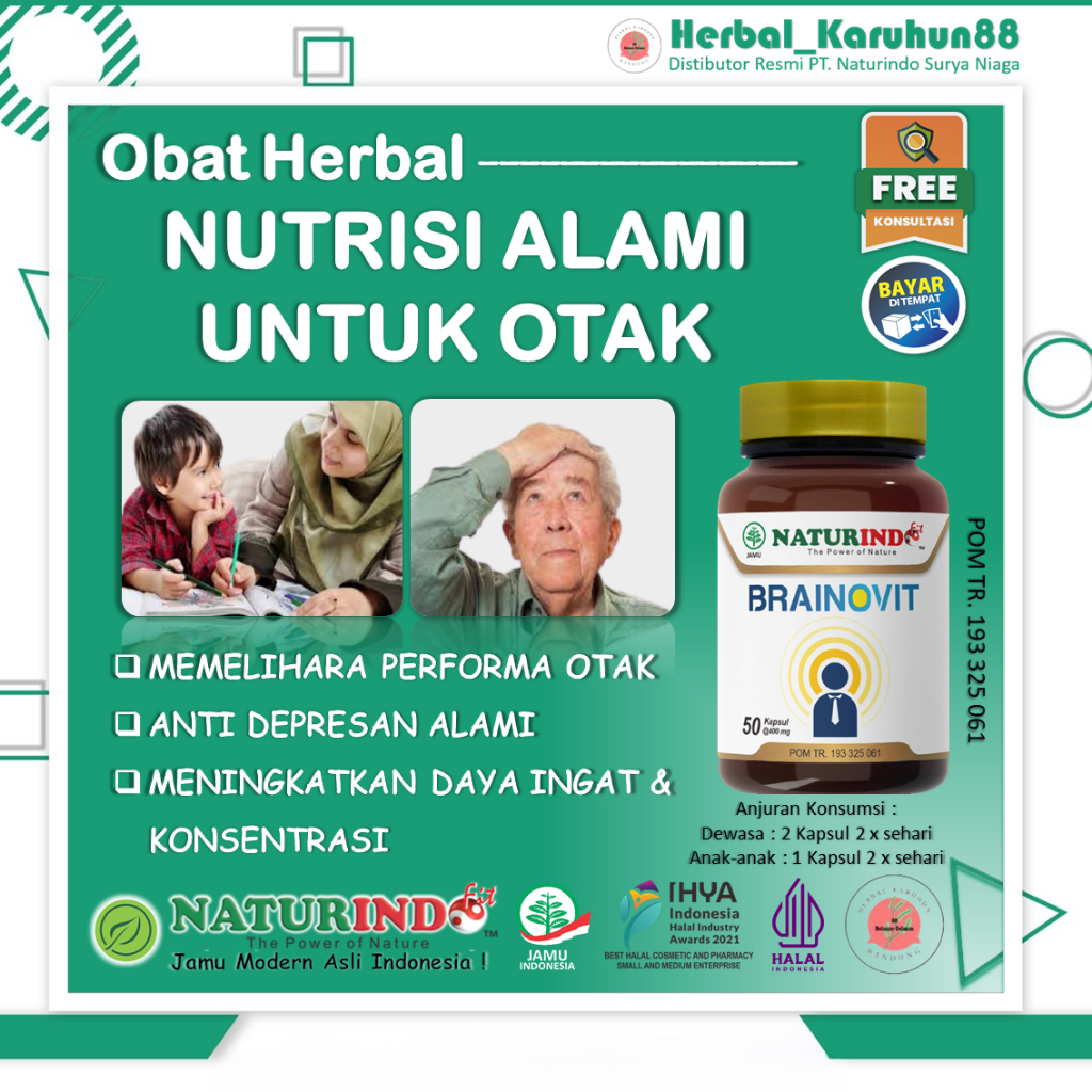 Jual Brainovit Obat Herbal Nutrisi Otak Anak Dewasa Lansia Penambah ...