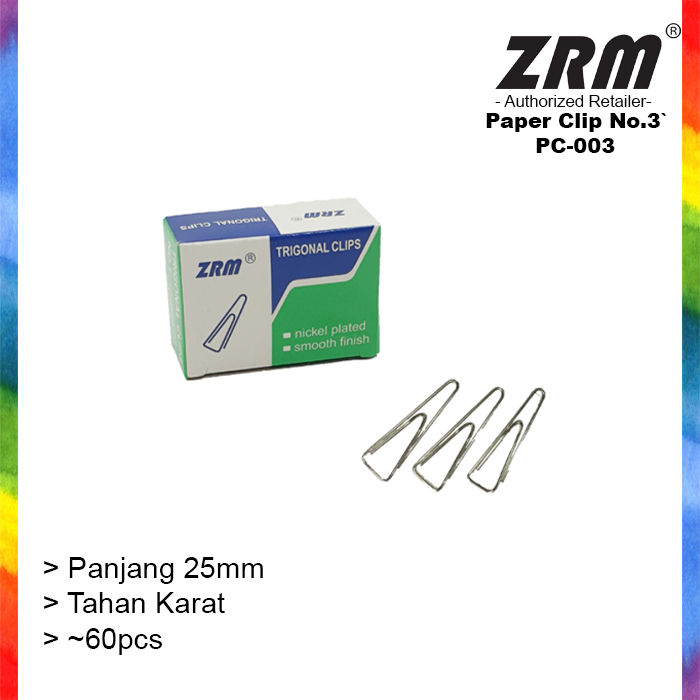 Jual ZRM PC-003 Trigonal Paper Clip / Klip Kertas No.3 25mm | Shopee ...