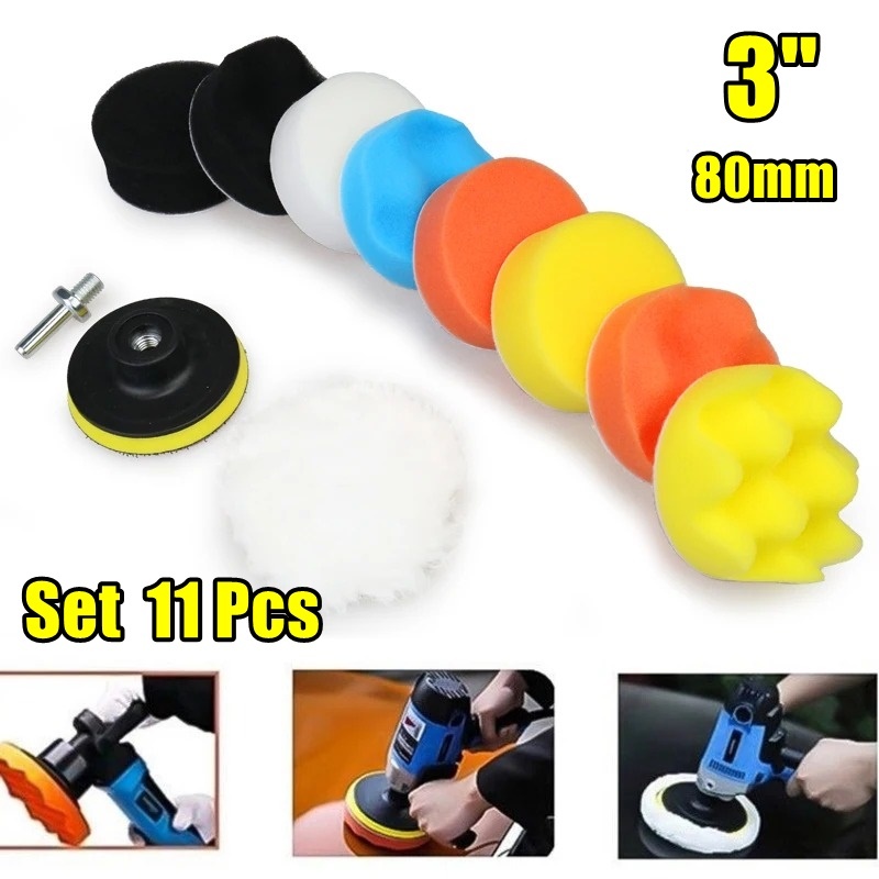 Jual Set 11pcs BUSA POLES 3" Foam Buff Polisher 3 Inch Spon Busa Poles ...