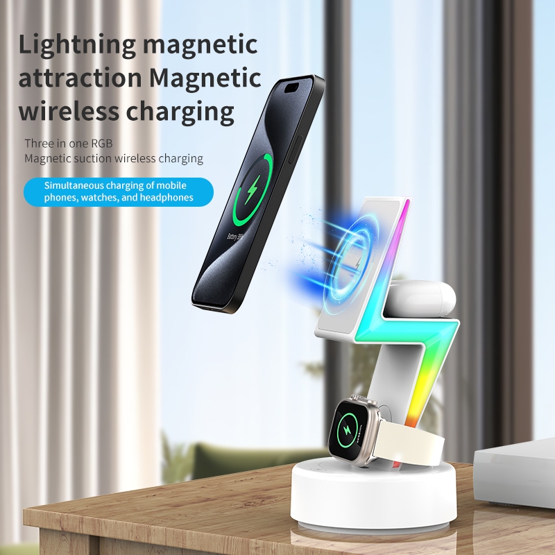 Jual GOOJODOQ 15W 3in1 Magnetic Wireless Charger Stand Wireless ...