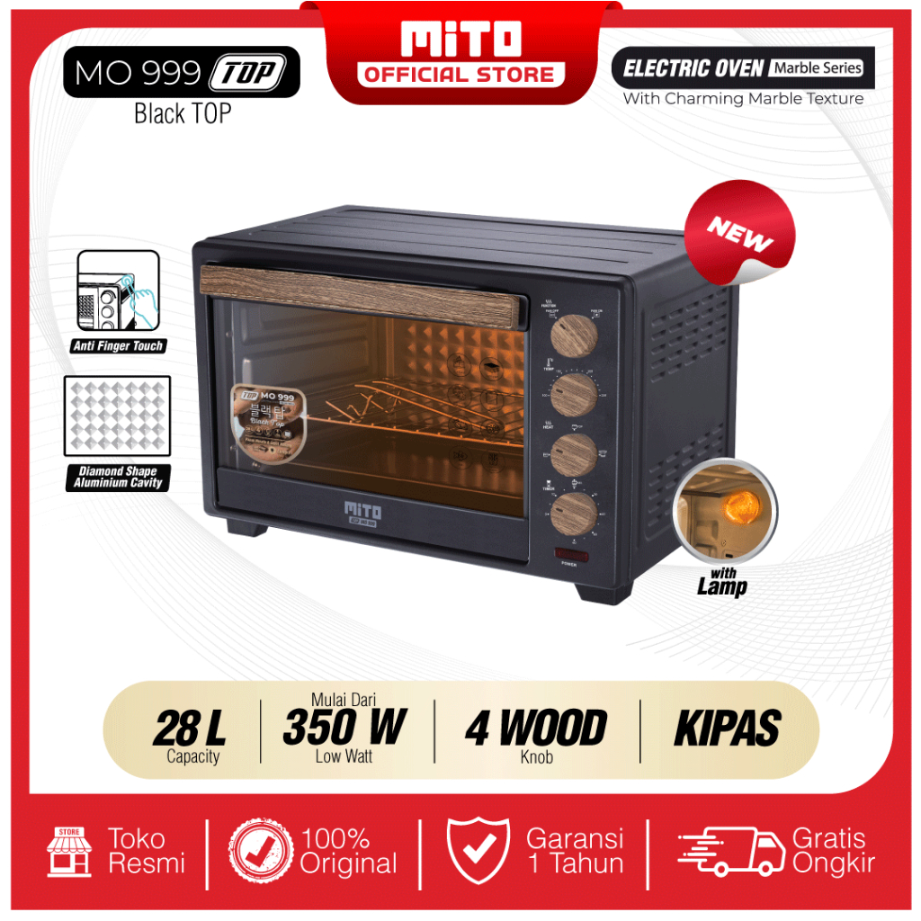 Jual MITO Electric Oven MO999 TOP MARBLE SERIES 28L Original Pemanggang ...