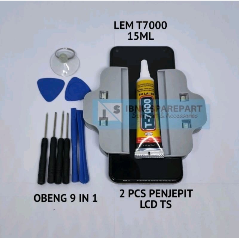 Jual PAKET LENGKAP OBENG 8 IN 1 LEM T7000/B7000 + PENJEPIT LCD 2 PIC | Shopee Indonesia