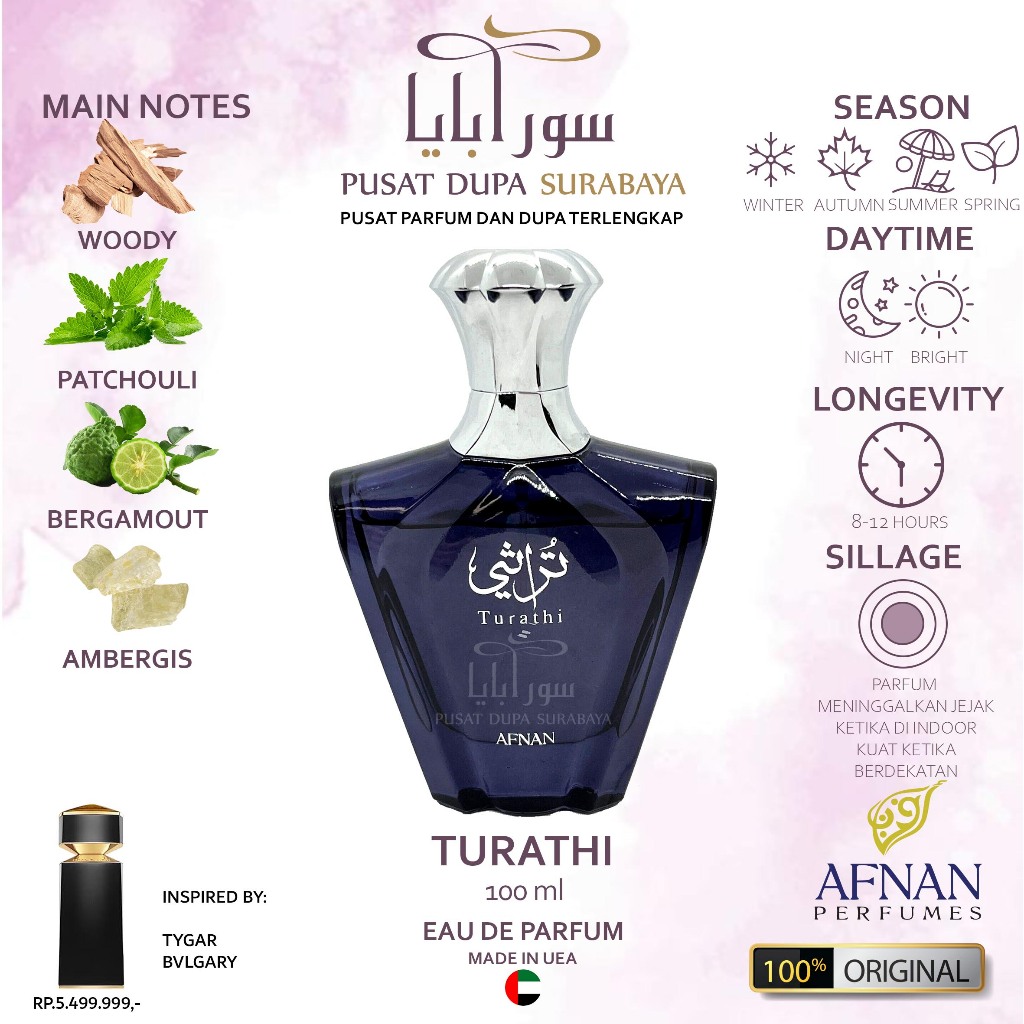 Jual Parfum Asli Arab Original Premium Afnan Parfume/Turathi | Shopee ...