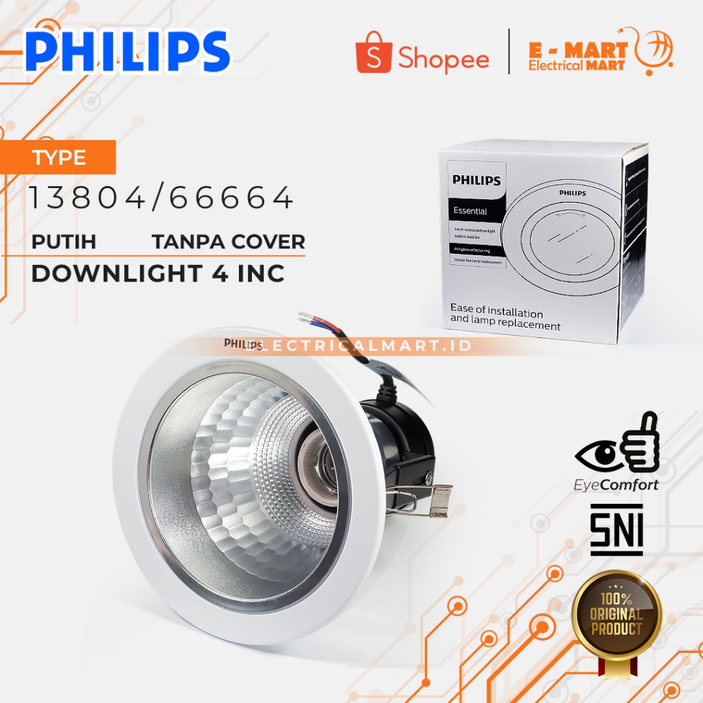 Jual Philips Downlight 66664 4 inchi Putih TANPA COVER | Shopee Indonesia