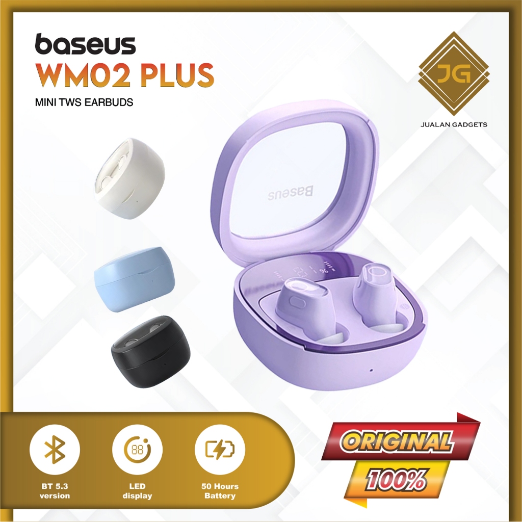 Jual Baseus WM02 Plus / WM02+ TWS Bluetooth Earbuds Earphone | Shopee ...