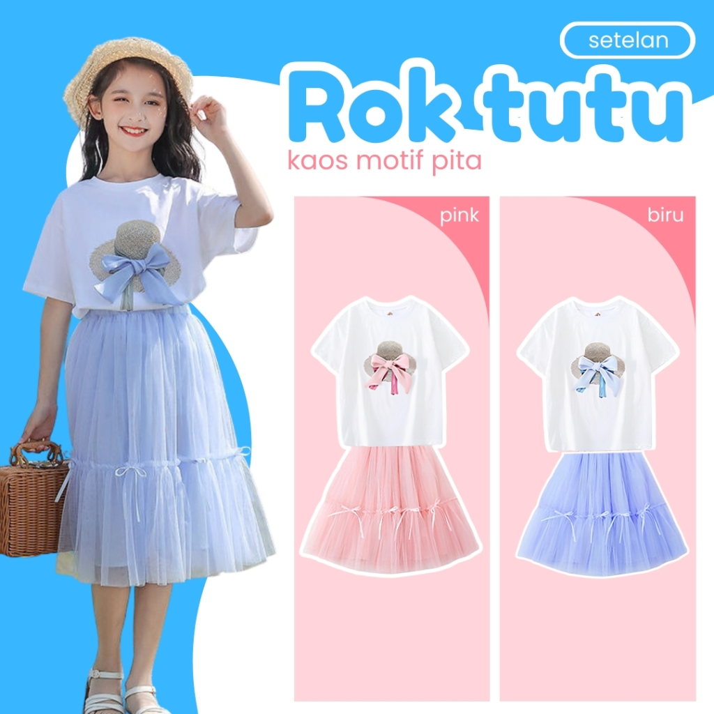 Jual BABYKIDDOS 2-10 Tahun Setelan Topi Baju Anak Perempuan Rok Tutu ...