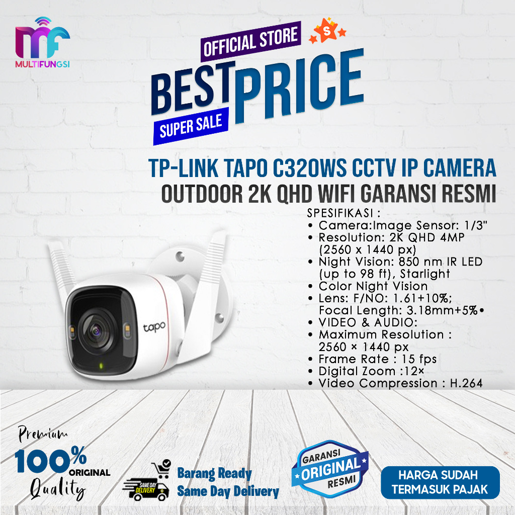 Jual TP-LINK CCTV Tapo C320WS 2K QHD WiFi Outdoor Garansi Resmi ...