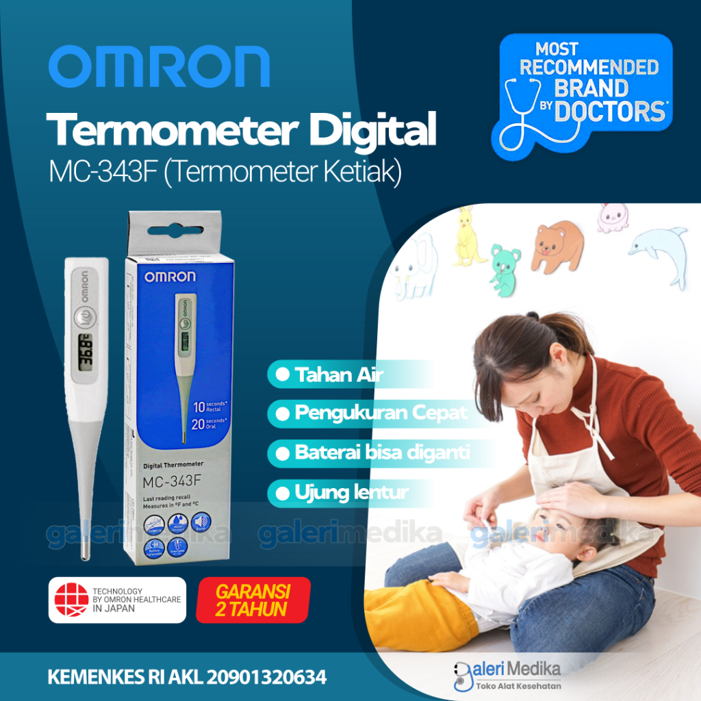 Jual Termometer Digital Omron MC-343F / MC 343F / MC343 / MC 343 - Termometer Bayi Anak dan ...