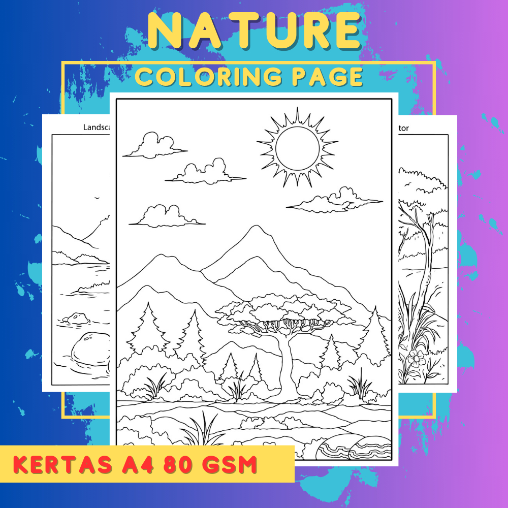 Jual DIY Coloring Page / Lembar Mewarnai Sketsa TEMA PEMANDANGAN ALAM ...