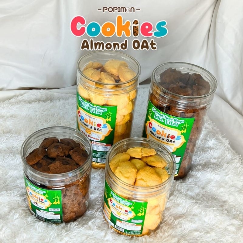 Jual popimon kukis lebaran Almond Oat toples 500gram | Shopee Indonesia