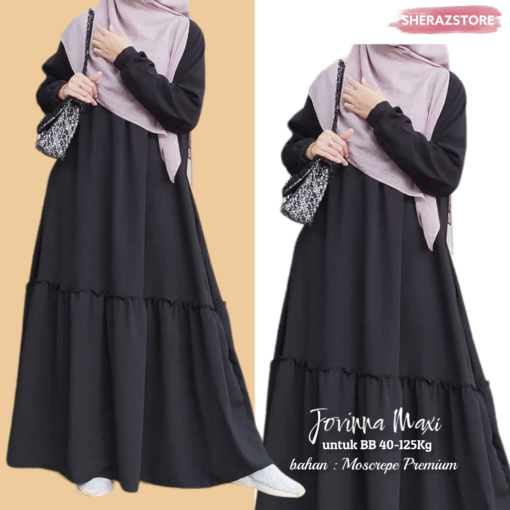 Jual Jovinna - Gamis Dress Putih Hitam Polos Jumbo Ld 92 98 104 110 120 ...