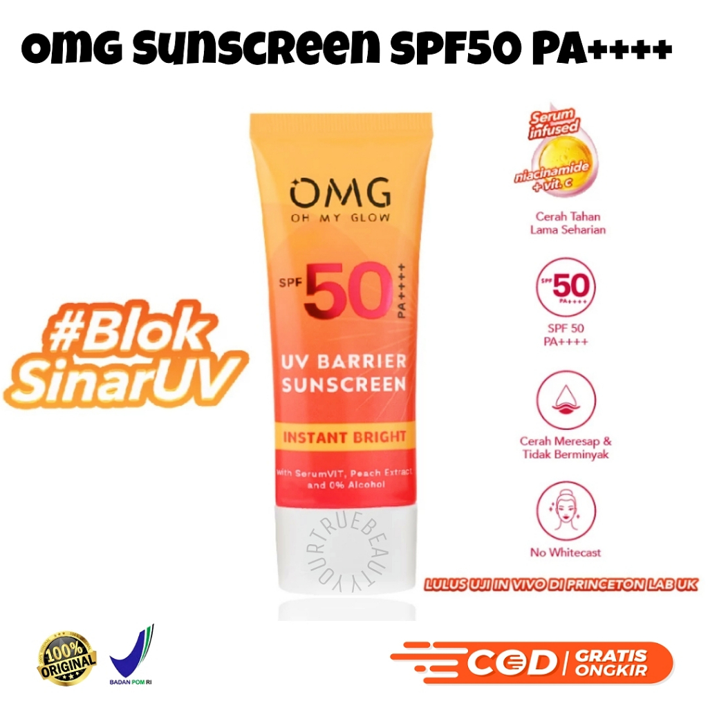 Jual OMG Oh My Glow UV Barrier Sunscreen SPF50 PA++++ Sunblock Wajah ...