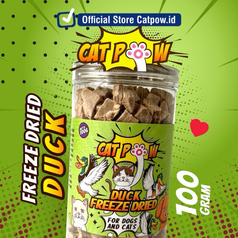 Jual CATPOW Freeze Dried Pet Snack for Cats Dogs 100g Duck/Bebek ...