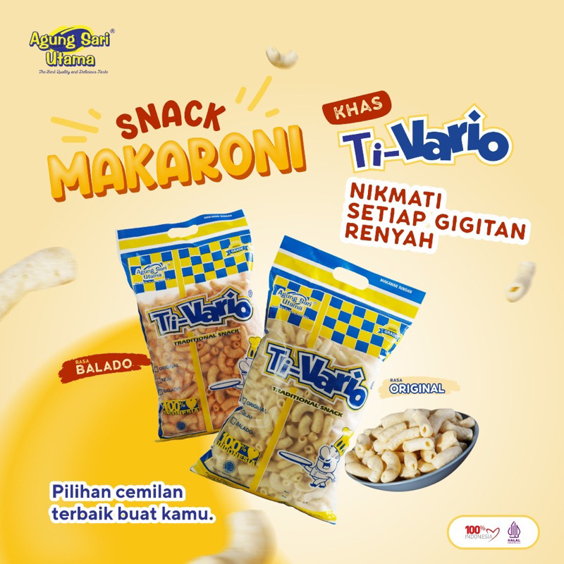 Jual MAKRONI Ti-VARIO (GRATIS PACKING KARDUS) RASA ASIN DAN BALADO ...