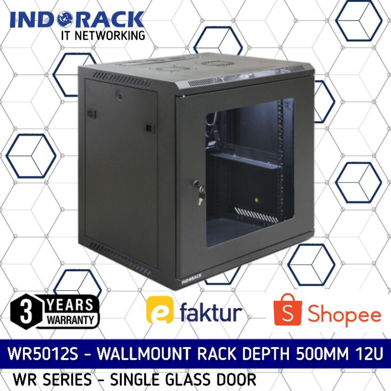 Jual WR5012S - Wallmount Rack INDORACK Single Door Rak Server 12U Depth ...