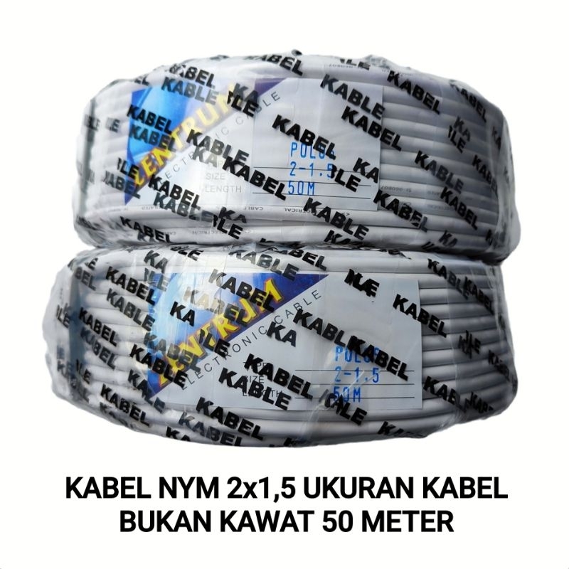 Jual kabel listrik nym polos 2x1,5 putih polos 50 meter | Shopee Indonesia