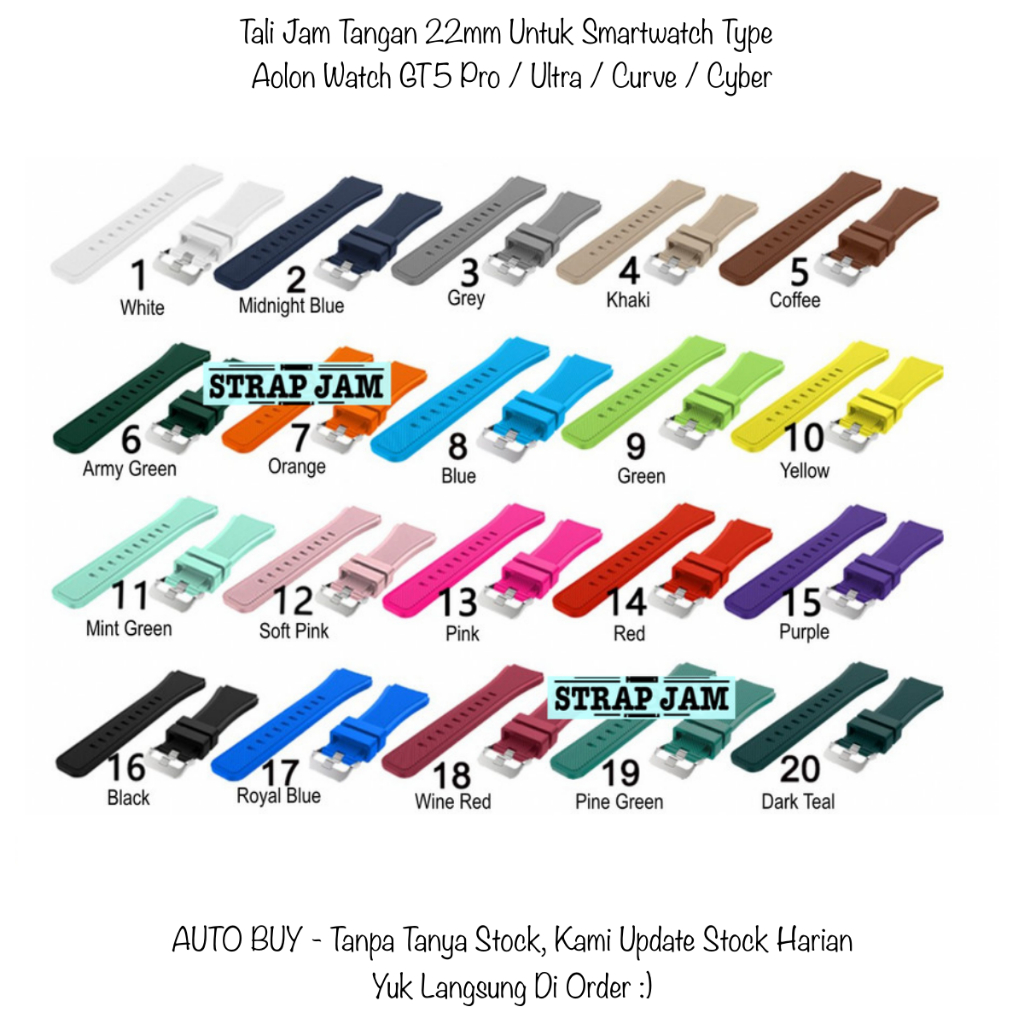 Jual MS3 22mm Strap Aolon Watch Curve 3 GT5 Pro Ultra Cyber - Tali Jam ...
