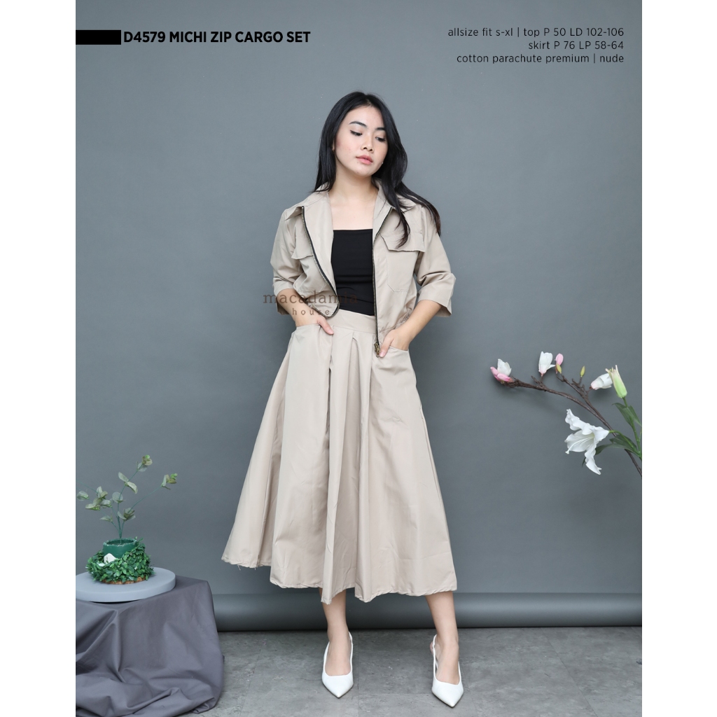 Jual Macadamia House - D4579 Michi Zip Cargo Set | Shopee Indonesia