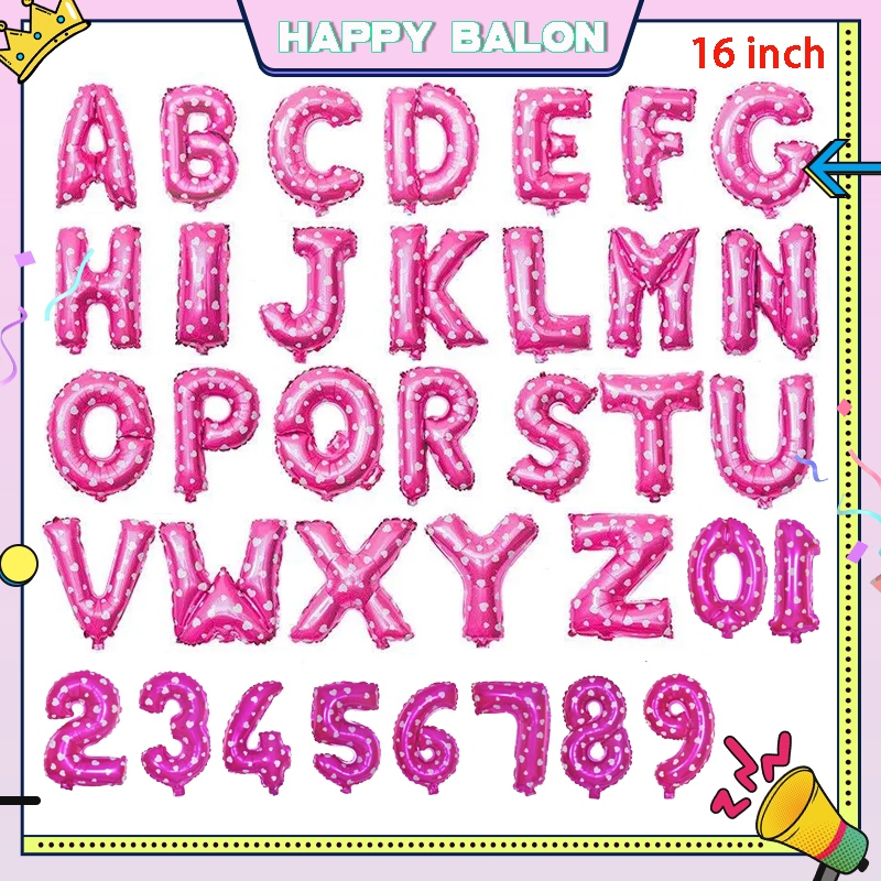 Jual Balon Foil Huruf Pink 16 Inch 40cm Abjad Alphabet A-Z Balon Foil ...